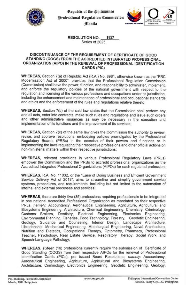 BIR Certificate of Registration (BIR form 2303)